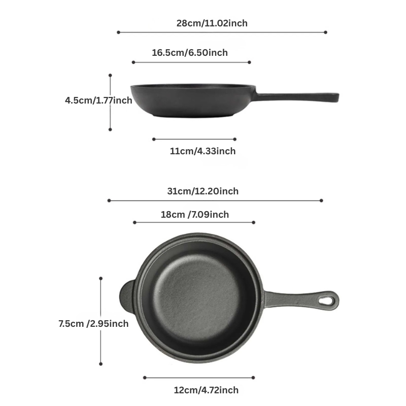 Cast Iron Saucepan and Frying Pan Set Dual-Purpose Non-Stick Pots ...
