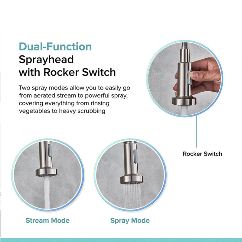 2-Way Brass Modes 360 Free Rotation Spout Pull Down Kitchen Sink Fauce ...