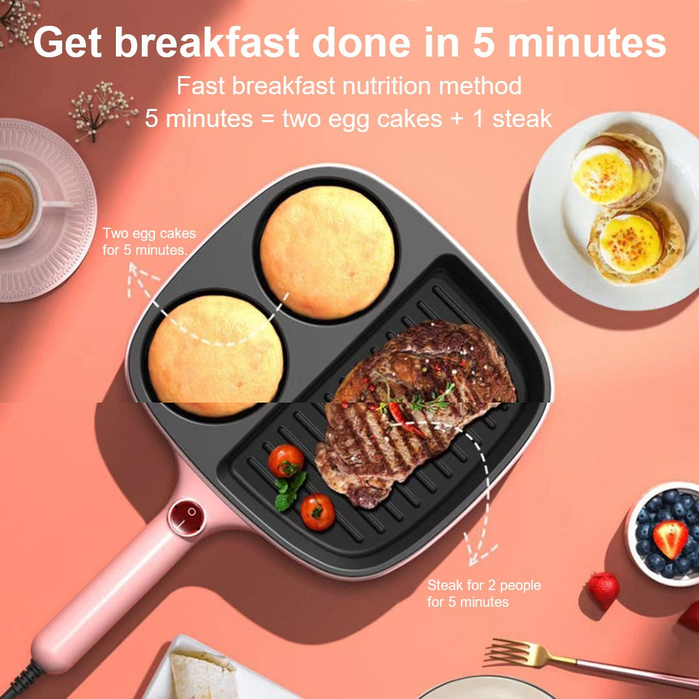 Electric Griddle Frying Pan 3 in 1 Non Stick Divided Grill Pan Kitchen Groups