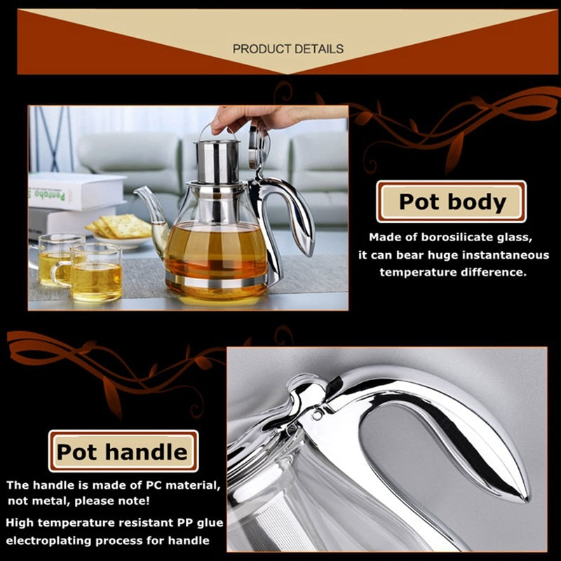Large Capacity Glass Tea Pot Elegant Cup Teapot Teapot Set – Kitchen Groups