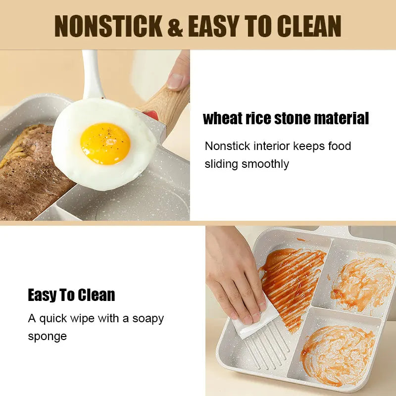 Multipurpose 3 in 1 Breakfast Skillets Cooking Pots 9inch Nonstick Pan ...