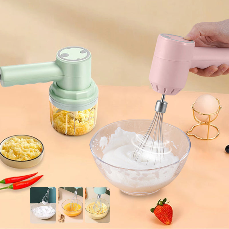 Portable Hand Mixer Electric Wireless Food Blender 3 Speed Frother ...