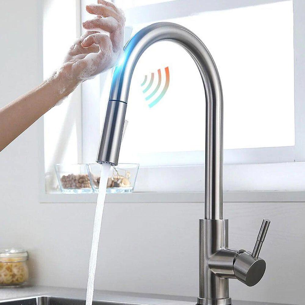 Stainless Steel Sensor Kitchen Water Tap, A Smart Touch Kitchen Faucet ...